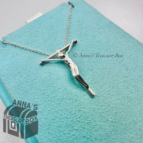Tiffany & Co. | Jewelry | Tiffany Co 925 Silver Elsa Peretti 27mm Crucifix Cross 6 Necklace ...